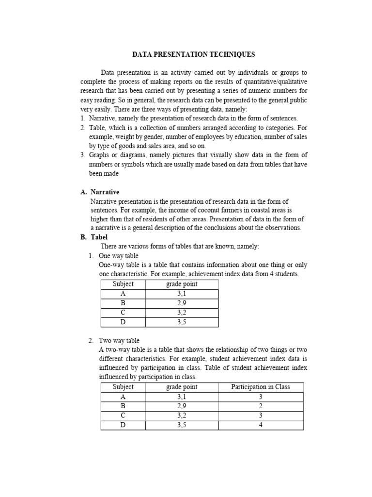 Data Presentation Techniques | PDF | Pie Chart