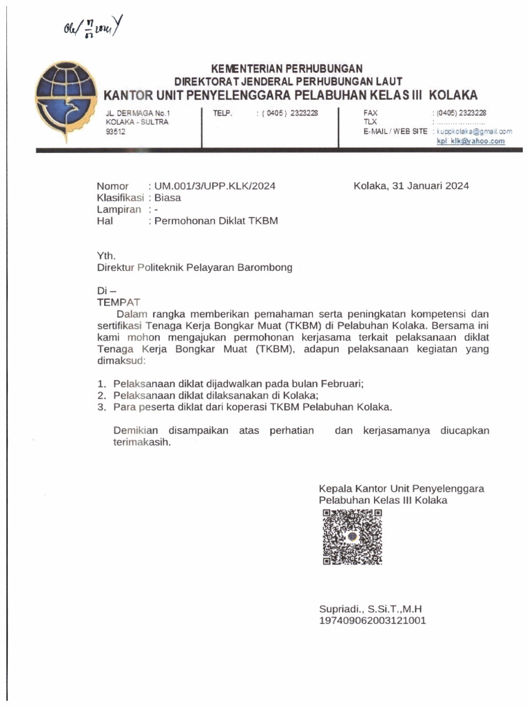 Scan Surat Permophonan TKBM Kolaka | PDF