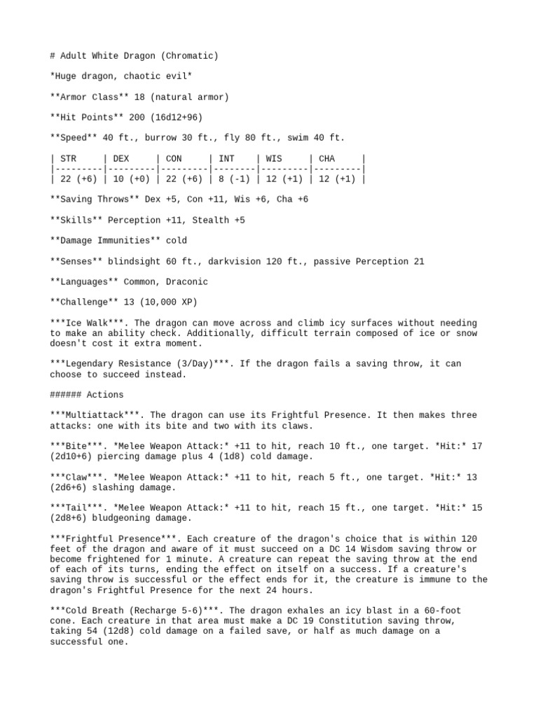 Adult White Dragon (Chromatic) | PDF