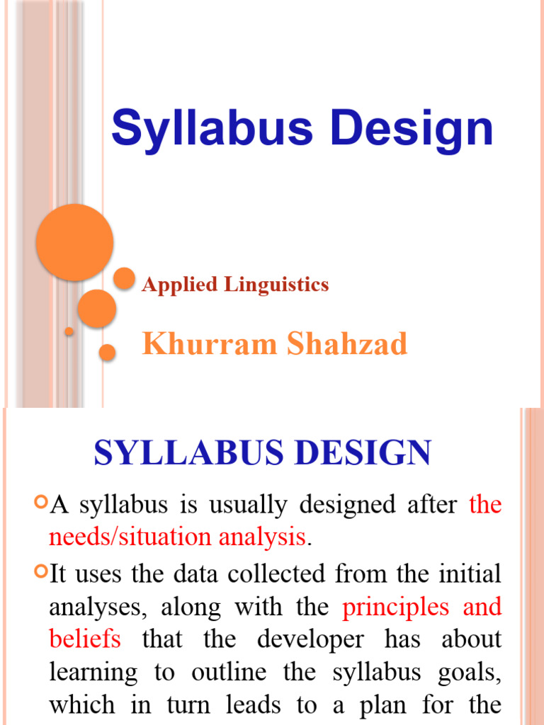 01. Syllabus Design | PDF | Learning | Curriculum