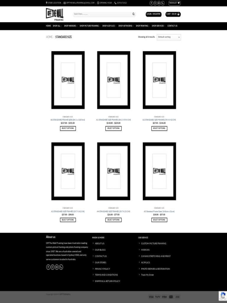Standard Size Frames Services Online in Sydney | PDF