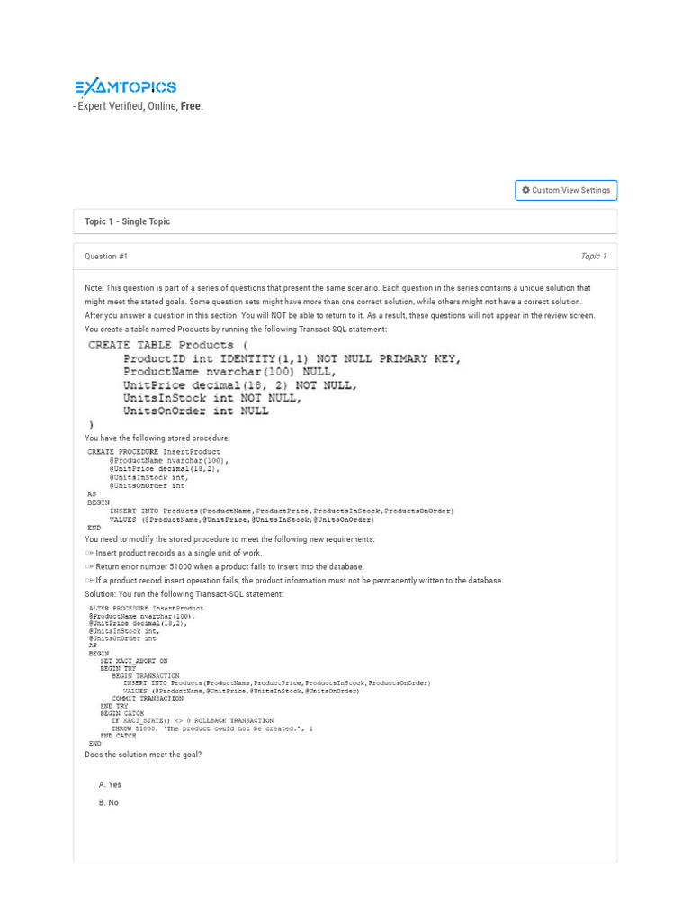 SQL Transaction Error Handling | PDF | Microsoft Sql Server | Table ...