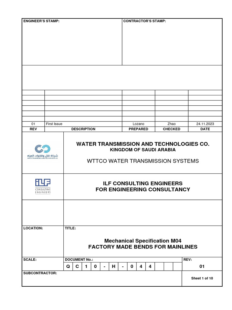 QC10-H-044 M04 Factory Made Bends For Mainlines-Rev01 | PDF | Pipe (Fluid Conveyance ...
