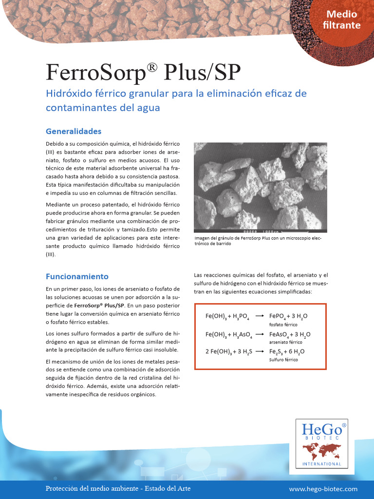 HBI - PB FerroSorp FS Plus - Es | PDF | Hidróxido | Adsorción