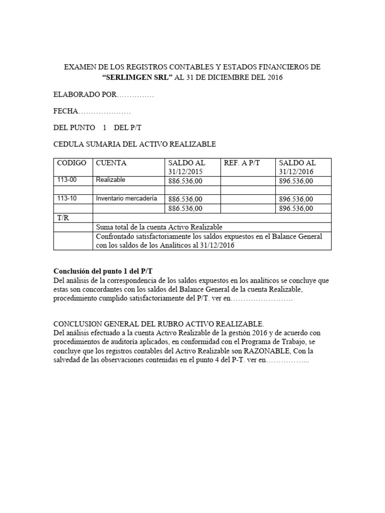 Cédulas Sumaria y Analítica 2016 | PDF | Contabilidad | Auditoría