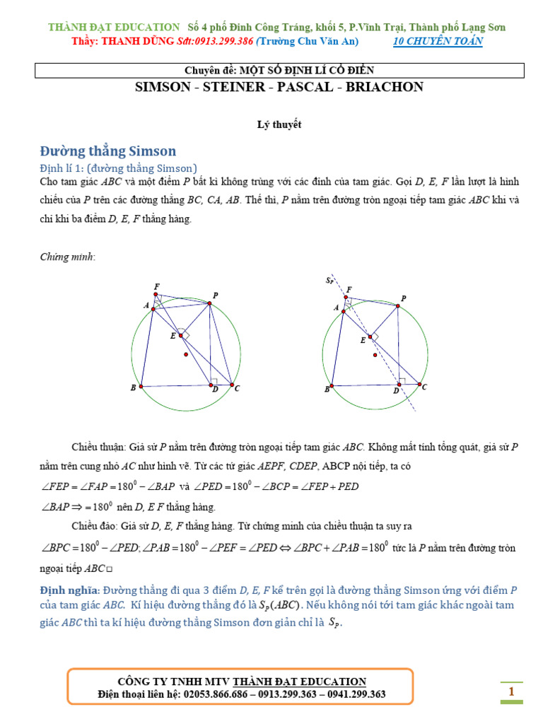 Chuyen de 8 Mot So Dinh Li Co Dien Pascal Tu Hoc | PDF