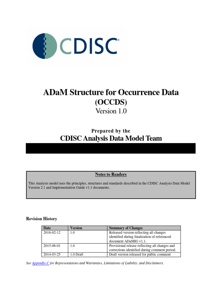 ADaM OCCDS v1.0 | PDF | Metadata | Clinical Trial