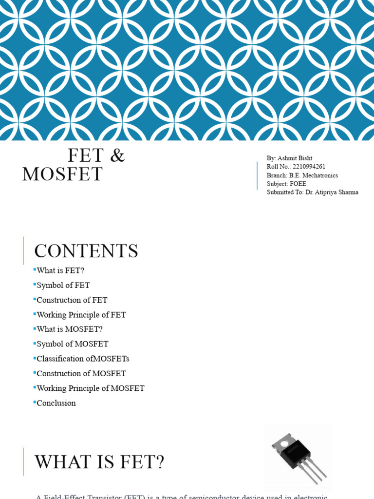 Fet And Mosfet Pdf Field Effect Transistor Mosfet