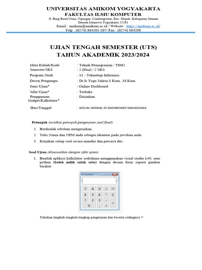 Teknik Pemograman UTS | PDF | Komputer