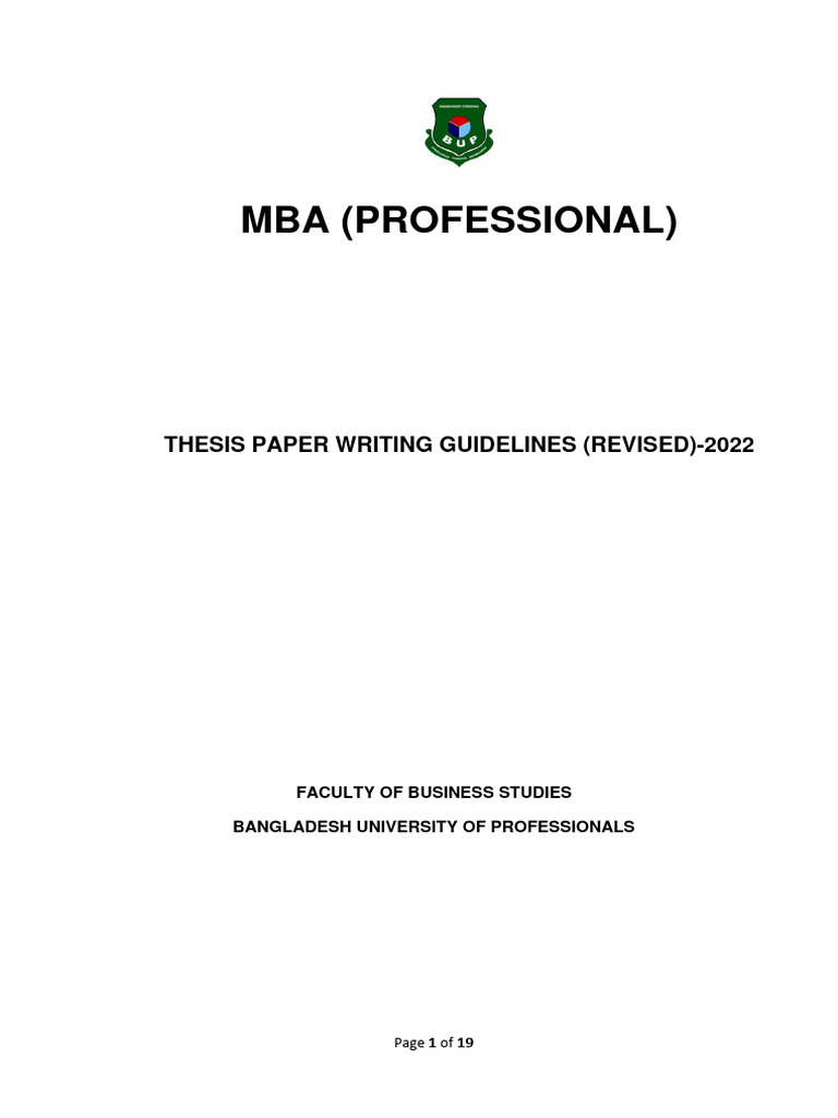 6.0 Annex B Thesis Guideline-MBA (Professional) | PDF | Thesis ...