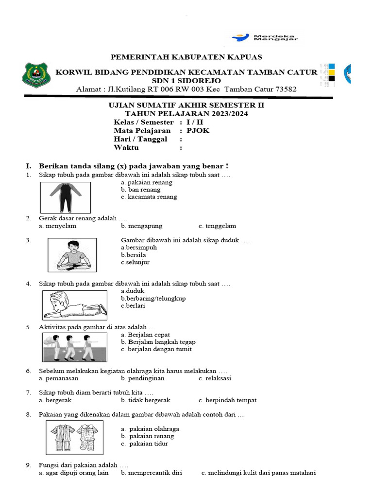 Sumatif Pjok Kelas 1 Sem 2 | PDF