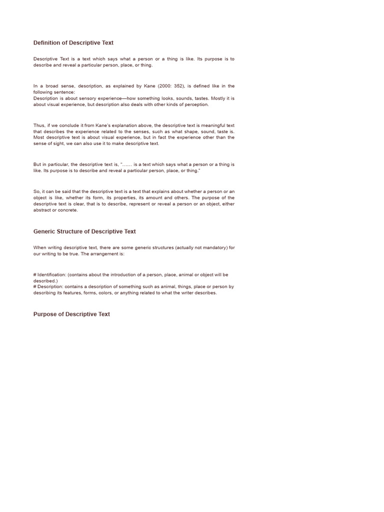 Descriptive Text | PDF | Verb | Adjective