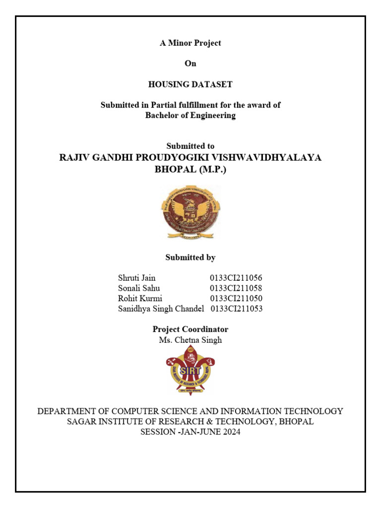 Minor project for Housing Dataset | PDF | Software Testing | Python ...