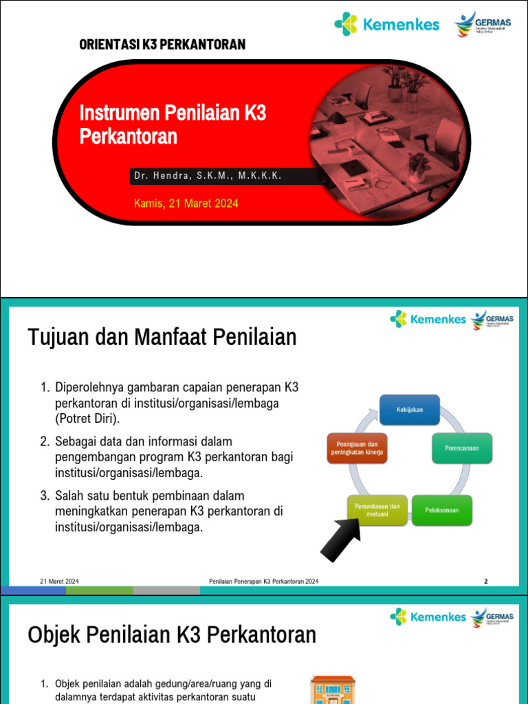 1.5 Instrumen Penilaian Penerapan K3 Perkantoran - 2024 | PDF