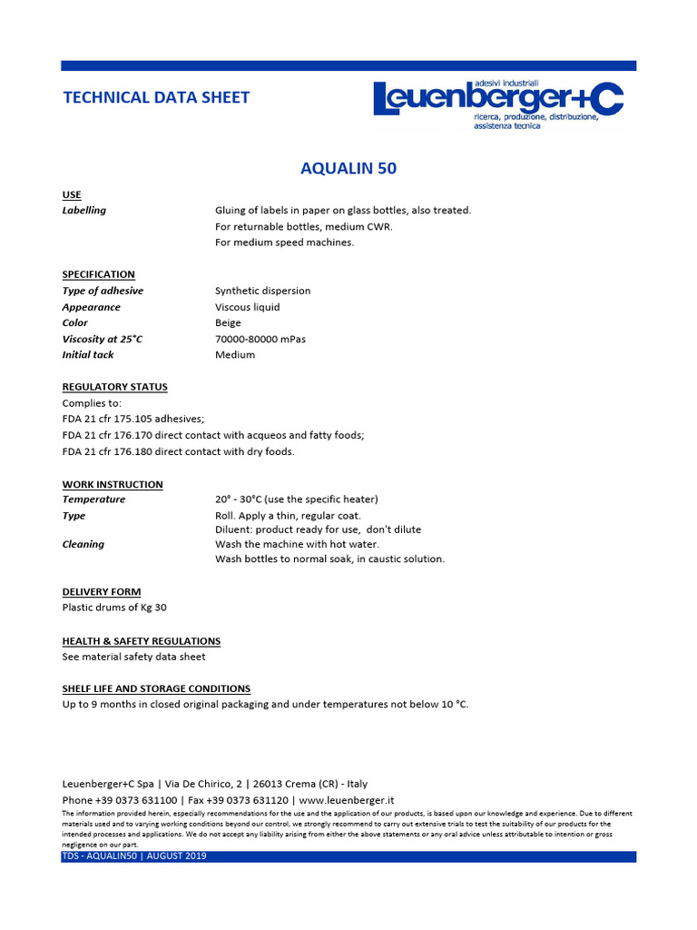 TDS en Aqualin50 | PDF