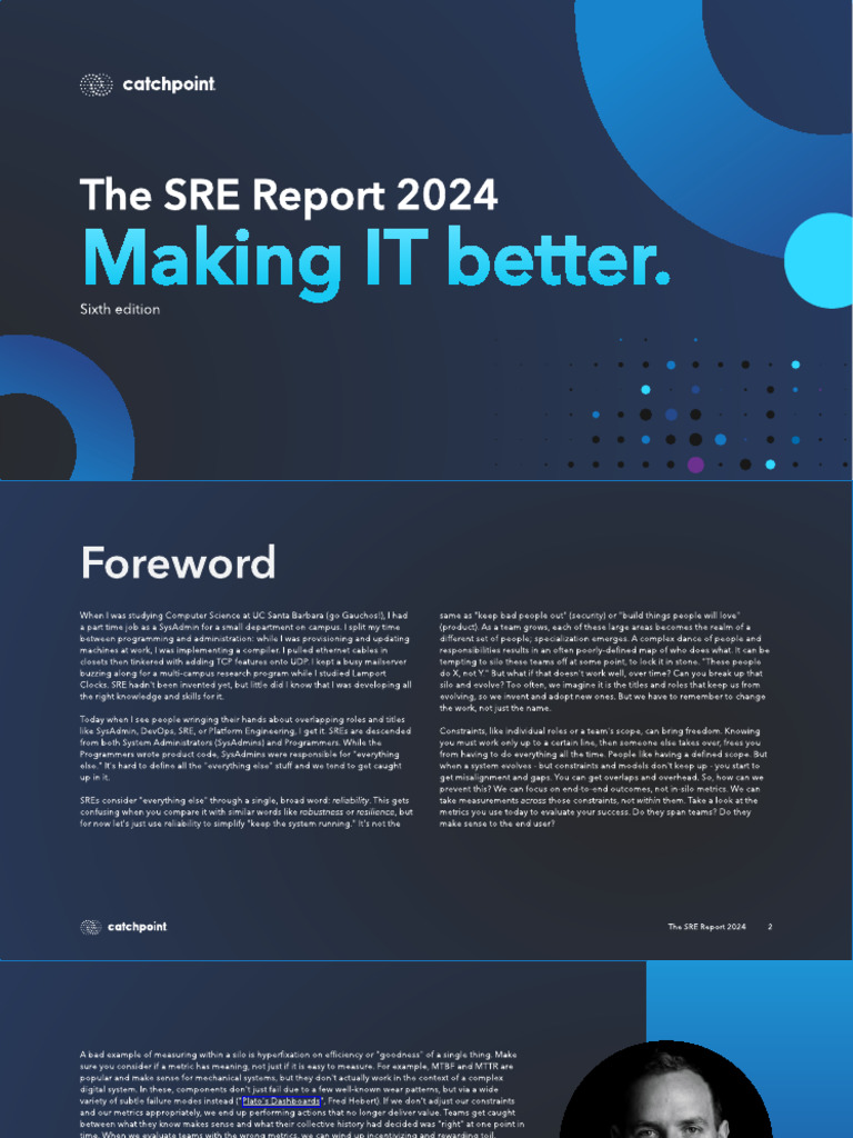 The SRE Report 2024 - Catchpoint | PDF | Reliability Engineering | Computing