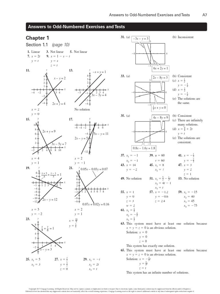 Answer Key LA 8edition | PDF | System Of Linear Equations ...