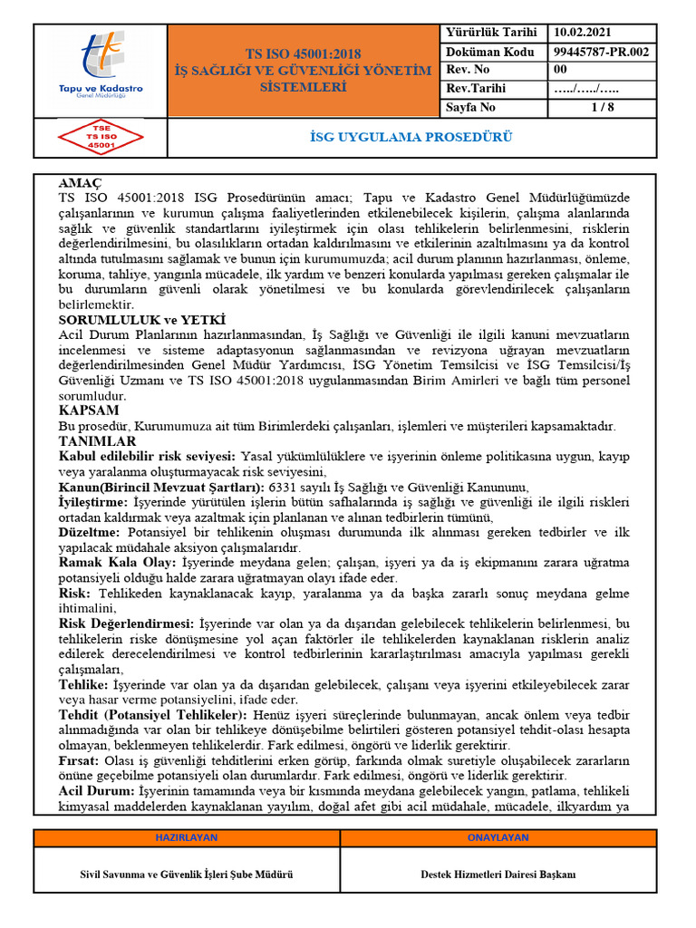 ISG ISO 45001-2018 Uygulama PRS. | PDF