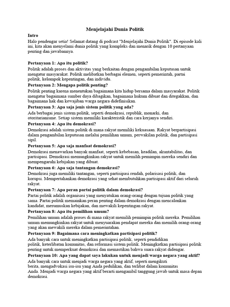 Naskah Podcast | PDF | Politik