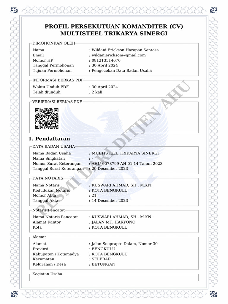Profil CV Multisteel Trikarya Sinergi | PDF
