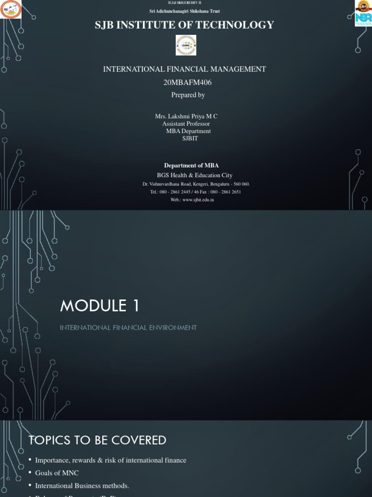 1st Module Ifm | PDF | Balance Of Payments | Balance Of Trade