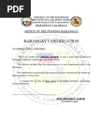 Barangay Certification-Interposing No Objection | PDF