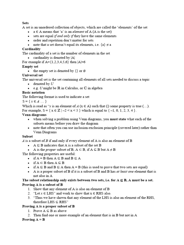 Discrete Mathematics Unit I | PDF | Set (Mathematics) | Mathematical ...