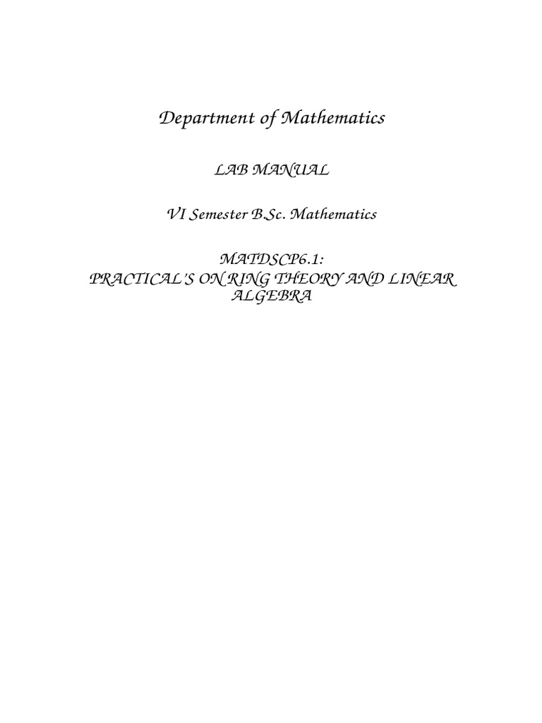 Mathematics 6.1 LabManual-1 | PDF | Ring (Mathematics) | Linear Subspace