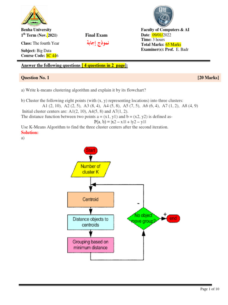 Answer Model Final2021-2022Term1 | PDF | Errors And Residuals | Cluster Analysis
