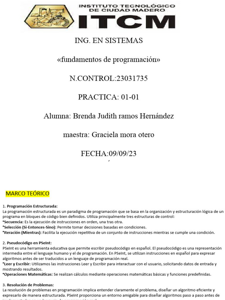 PRactica 01 01 | PDF | Programación de computadoras | Algoritmos