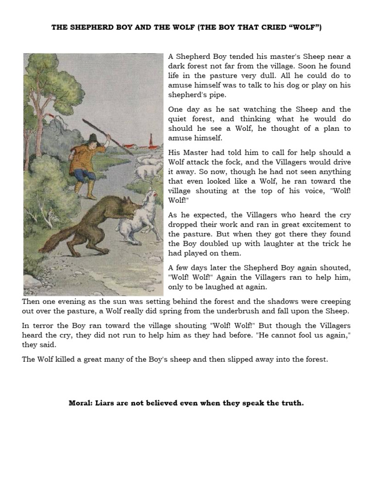 THE SHEPHERD BOY AND THE WOLF | PDF