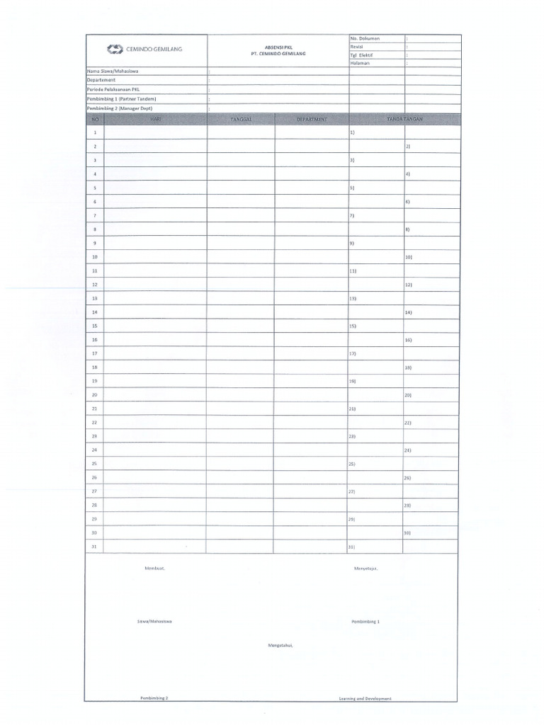 Absensi PKL | PDF