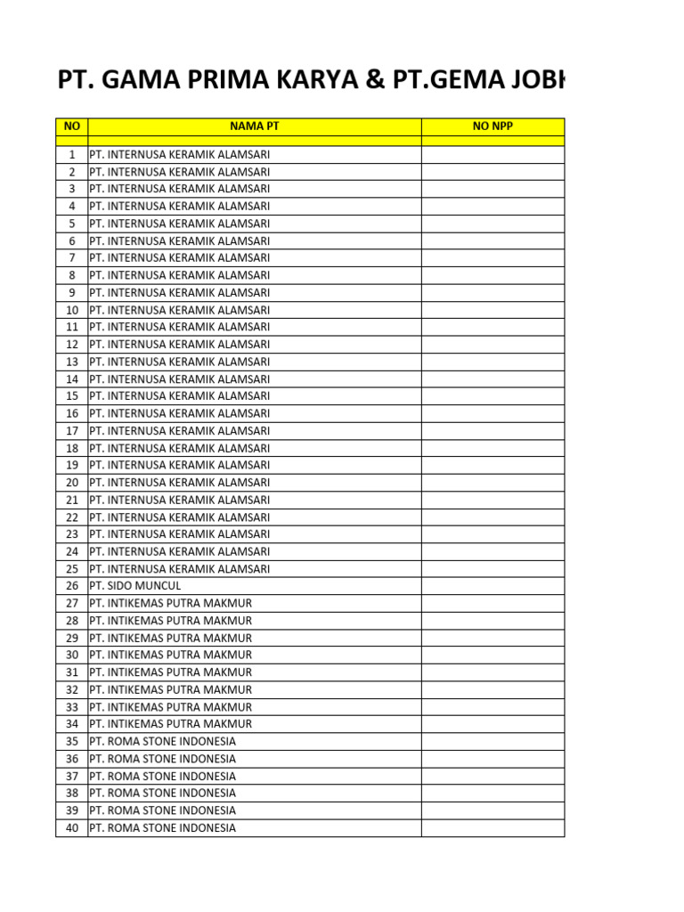 FORMAT DAFTAR BARU BPJSTK 14 MEI 2024 PT.GAMA PRIMA KARYA-PT.GEMA JOBKER INFOCOM | PDF