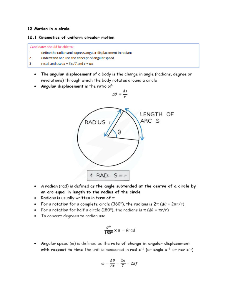 Chapter 12 Motion in a Circle 1 | PDF | Acceleration | Velocity