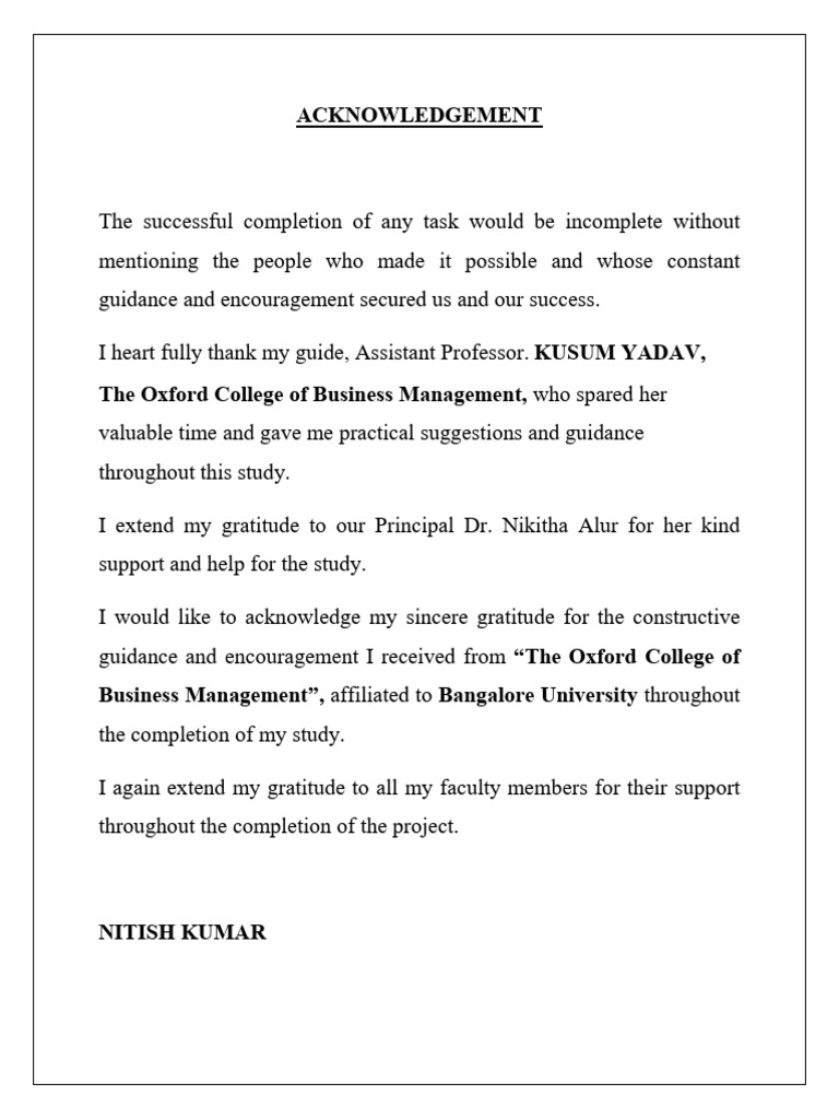 4 Acknowledgement For Case Study | PDF | Career & Growth | Art