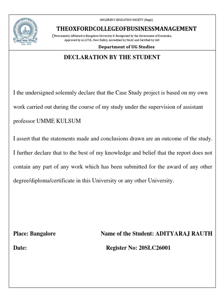 3 B The Studentdeclaration Case Study-Adi | PDF