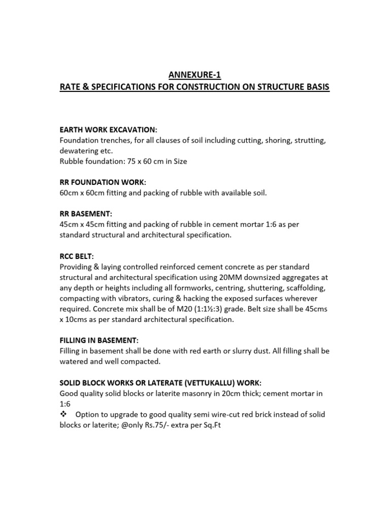 Specifications-Structure Only | PDF | Concrete | Construction Aggregate