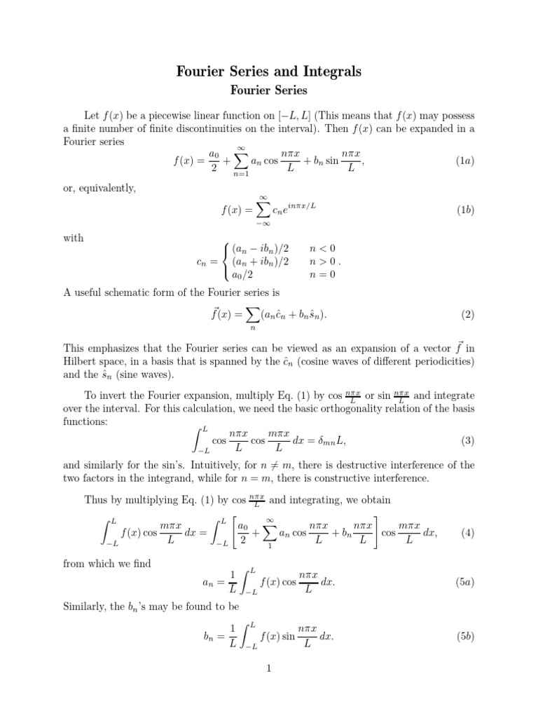 Fourier 01 Pdf Fourier Series Basis Linear Algebra