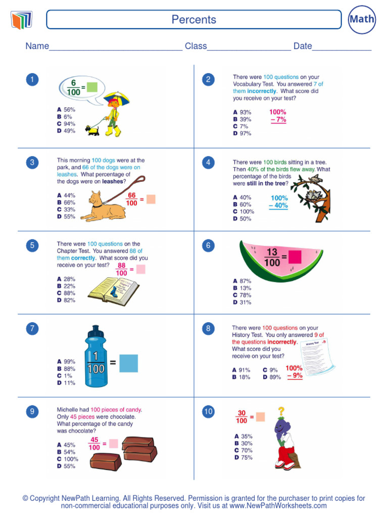 Worksheet Math Grade 4 Percents 2 2 | PDF | All Rights Reserved | Crime ...