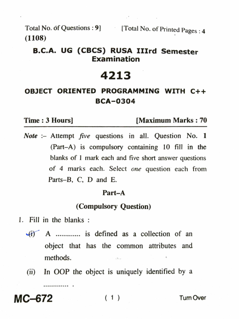C++ Object-Oriented Programming Exam Guide | PDF | C++ | Computer Program