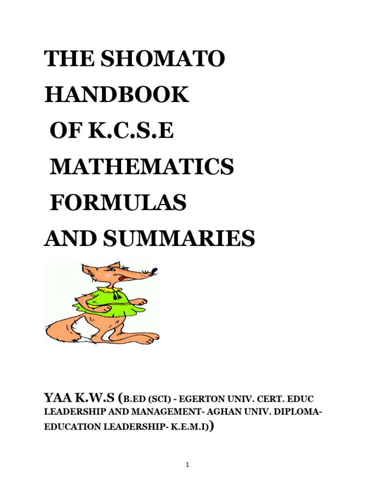 KCSE Math Formulas Handbook | PDF | Area | Equations