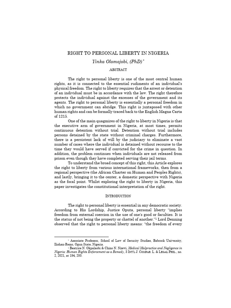 Olomojobi Article - FINAL PDF 2 | PDF | Bail | Detention (Imprisonment)