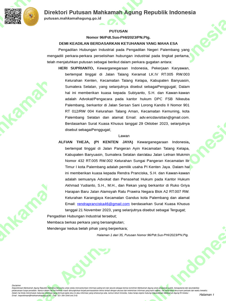 Putusan 96 PDT - Sus-Phi 2023 PN PLG 20240525091721 | PDF