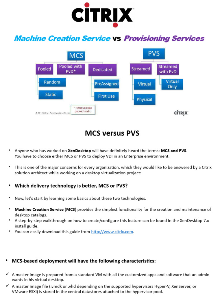 PVS vs MCS | Download Free PDF | Desktop Virtualization | Virtual Machine