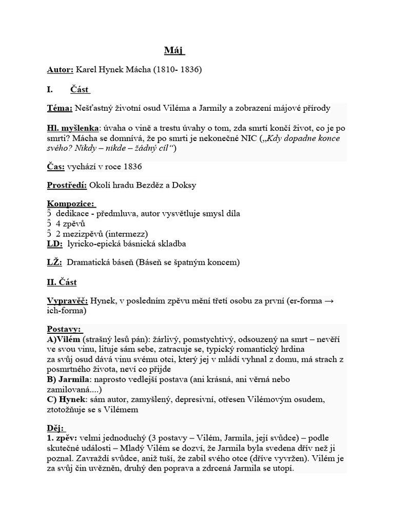 MÃ¡j - Karel Hynek MÃ¡cha | PDF