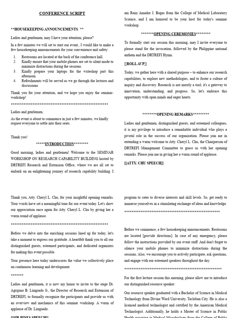 Conference Script | Download Free PDF | Academic Degree | Doctor Of ...