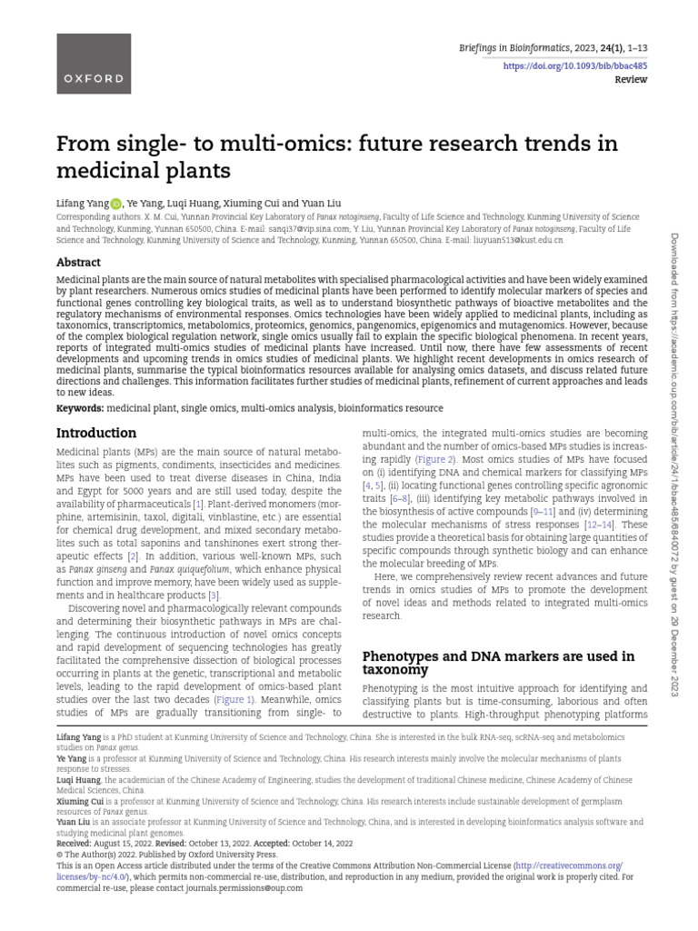 Research papers of Medicinal Plants | Download Free PDF | Transcriptome ...