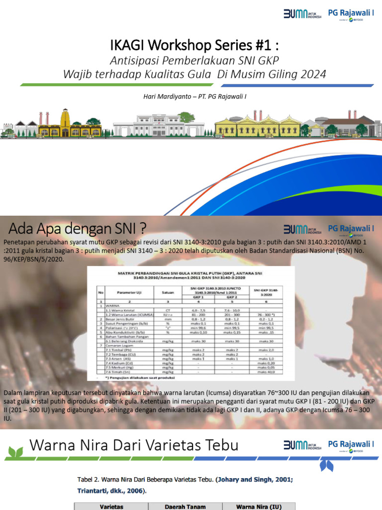 PRESENTASI WARNA GULA SUGAR SUMMIT P3GI 2024 - Hari Mardiyanto | PDF
