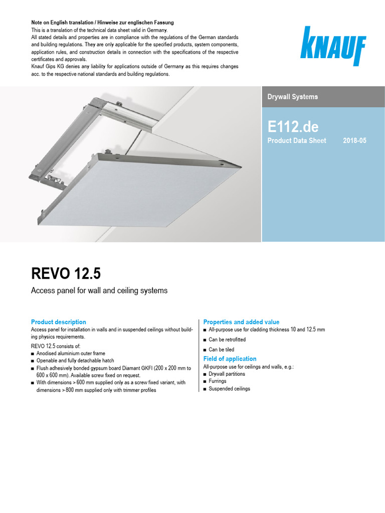 Revo 12-5 E112 de 0518 0 Eng Screen | PDF | Wall | Drywall
