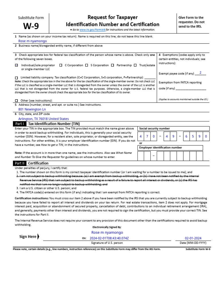 Substitute W-9 Form Instructions | PDF | Limited Liability Company ...